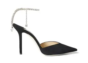 JIMMY CHOO Saeda 100mm Embellished Pumps - Black/crystal