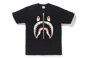 A BATHING APE Space Camo Front Shark Tee Shirt - Black