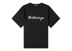 Balenciaga Script Logo T-shirt - Black/white