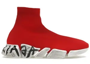 Balenciaga Speed 2.0 Graffitiin Sneakers - Red/white