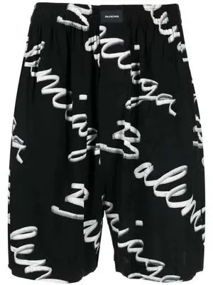 Balenciaga Scribble Logo Bermuda Shorts
