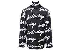 Balenciaga Logo Turtleneck Jersey Sweater