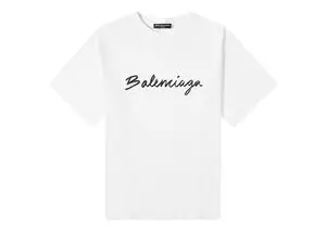 Balenciaga Script Logo T-shirt - White/black