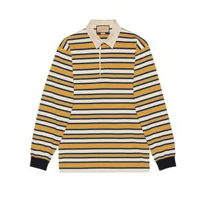 Gucci Striped Polo Shirt With Patch - Yellow