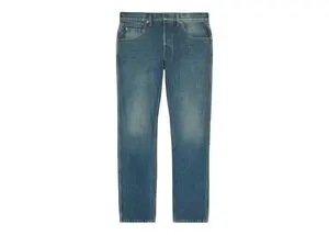 Gucci Tapered Fit Washed Marbled Denim Jeans - Stonewashed Blue