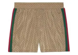 Gucci Waterproof Nylon Gg Swim Shorts - Camel