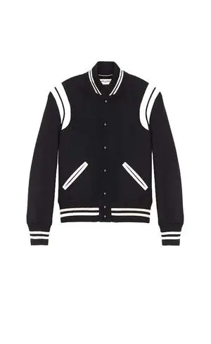 Saint Laurent Wool Teddy Jacket - Black/white