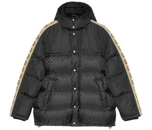 Gucci Gg Jacquard Tape Sleeve Down Jacket