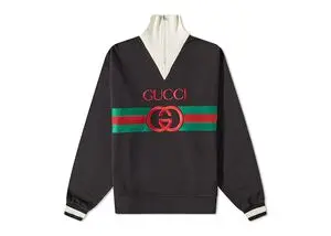 Gucci Gg Logo Quarter-zip Sweatshirt