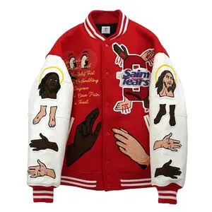 SAINT MXXXXXX X Denim Tears Stadium Jacket - Red