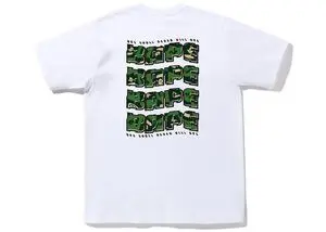 A BATHING APE Distortion Tee Shirt White Green