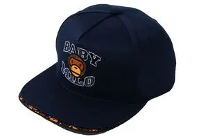 A BATHING APE Double Visor Milo Snapback Cap Navy Blue