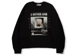 A BATHING APE Graphic Loose Fit Crewneck Sweatshirt - Black
