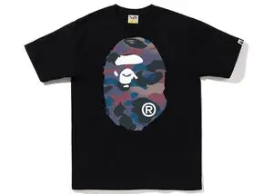 BAPE Grid Camo Big Ape Head Tee Shirt Black Purple