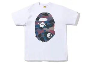 BAPE Grid Camo Big Ape Head Tee Shirt White Purple