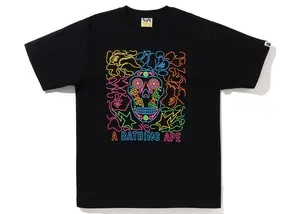 A BATHING APE Halloween Neon Mexican Skull Tee Shirt