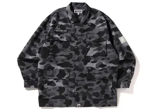 A BATHING APE Grid Camo Relaxed Fit Military Shirt