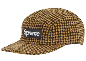 Supreme Houndstooth Wool Camp Cap - Yellow