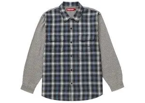 Supreme Houndstooth Plaid Flannel Shirt - Navy
