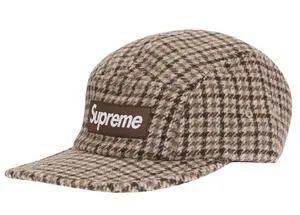 Supreme Houndstooth Wool Camp Cap - Tan