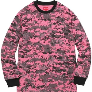 Supreme Long Sleeve Pocket Tee Shirt - Pink Digi Camo