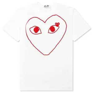Play Comme Des Garcon Red Emblem Outline T-shirt - White