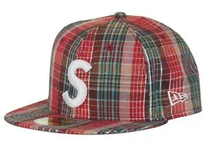 Supreme Plaid S Logo New Era Cap - Red