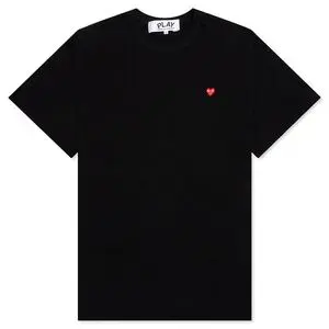Play Comme Des Garcon Small Red Heart T-shirt - Black