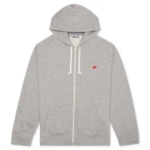 Play Comme Des Garcon Small Red Heart Zip Up Hoodie