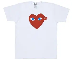 Play Comme Des Garcon Red Heart Blue Eyes T-shirt - White