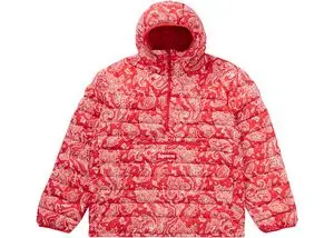 Supreme Micro Down Half Zip Hooded Pullover - Red Paisley