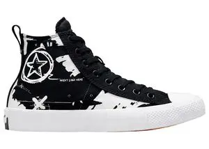 CONVERSE Unt1tl3d Hi Script Print Sneakers - Black/black/white