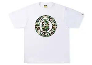 BAPE Abc Camo Single Busy Works Tee Shirt White Green