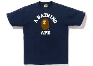A BATHING APE College Tee Shirt - Navy Blue