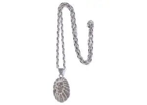 A BATHING APE Ape Head Crystal Stone Necklace - Silver