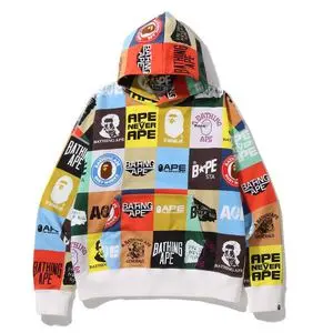A BATHING APE Classic Logo Loose Fit Pullover Hoodie
