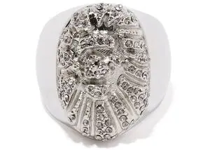 A BATHING APE Ape Head Crystal Stone Ring - Silver
