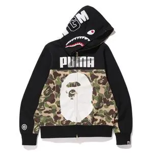 A BATHING APE X Puma Abc Camo Shark Hoodie - Black/green