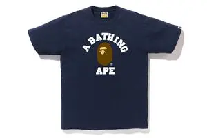 A BATHING APE College Tee Shirt - Navy Blue