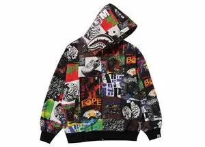 A BATHING APE Monogram Shark Hoodie - Multicolor