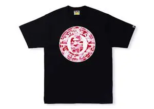 A BATHING APE Abc Camo Single Busy Works Tee Shirt Black Pink