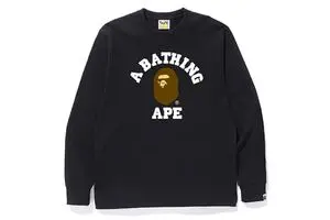 A BATHING APE College Long Sleeve Tee Shirt - Black