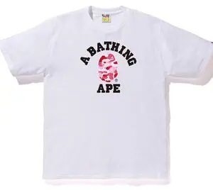 A BATHING APE Abc College Tee Shirt White/pink