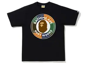 A BATHING APE Block Busy Works Tee Shirt - Black/orange