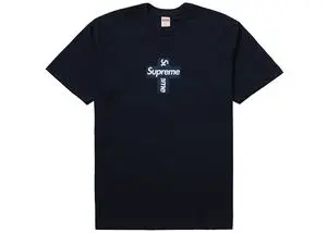 Supreme Cross Box Logo Tee Shirt - Navy Blue