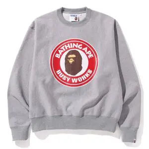 A BATHING APE Classic Busy Works Relaxed Fit Crewneck Sweatshirt - Grey