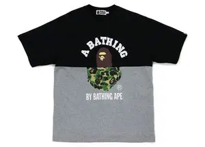 A BATHING APE College & Bathing Ape Relaxed Fit Tee Shirt - Black