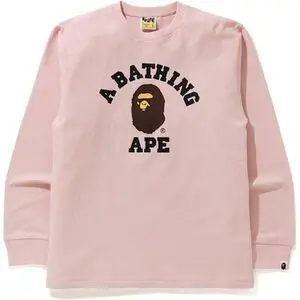 BAPE College Long Sleeve Tee Shirt (fw20) Pink