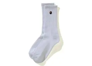 A BATHING APE Ape Head One Point Crew Socks - White