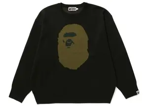 A BATHING APE Ape Head Jacquard Knit Sweater - Green